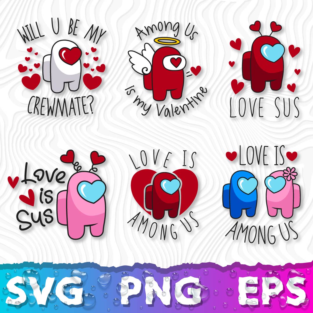 Among Us Valentine SVG, Among Us Cricut SVG, Among Us Love PNG, Among