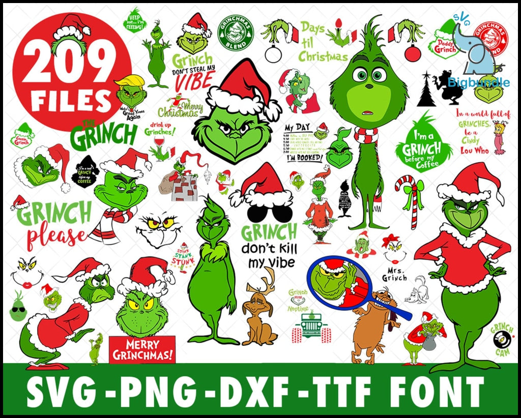 200+ Grinch Bundle SVG, Grinch SVG, Grinch Cutting Image, Christmas Gr
