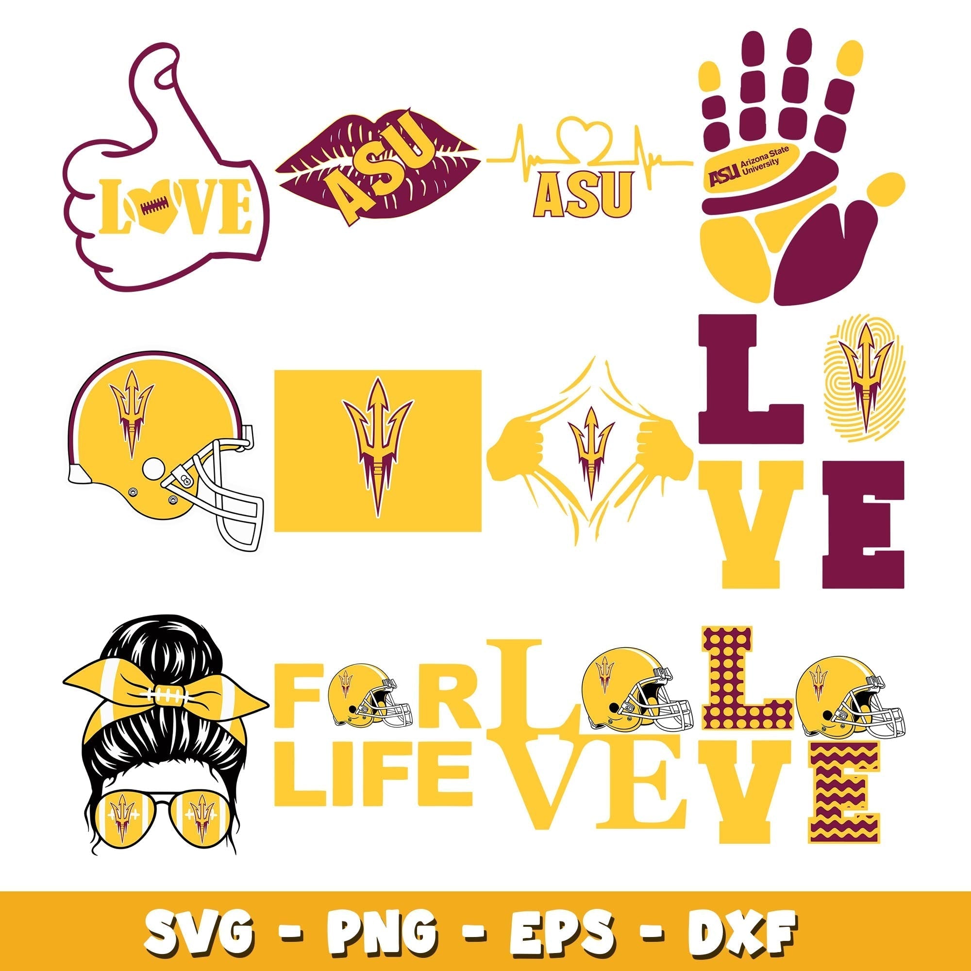 Love Arizona State bundle svg, Arizona State logo svg, ncaa svg