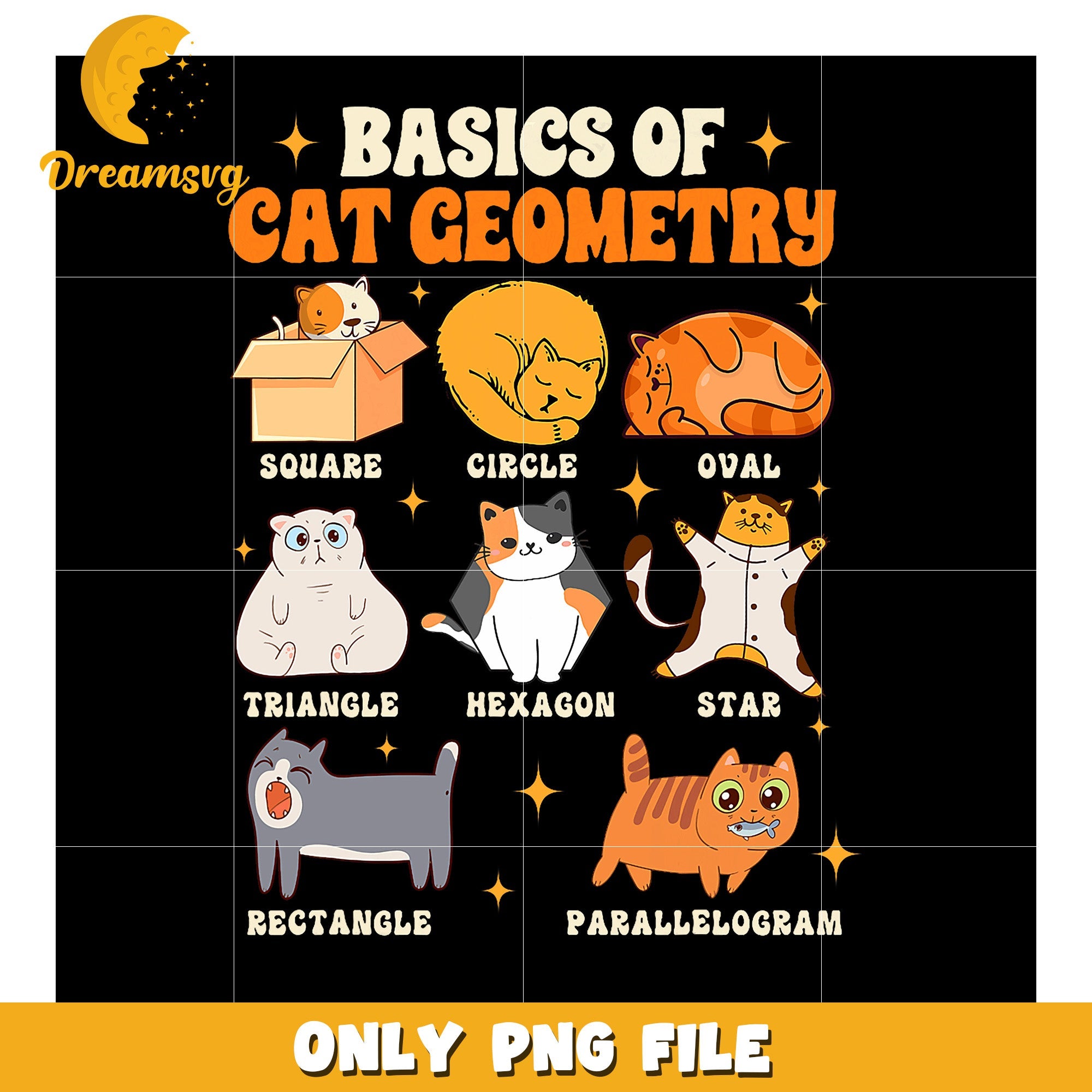 Cat Geometry PNG Cute Shapes Design