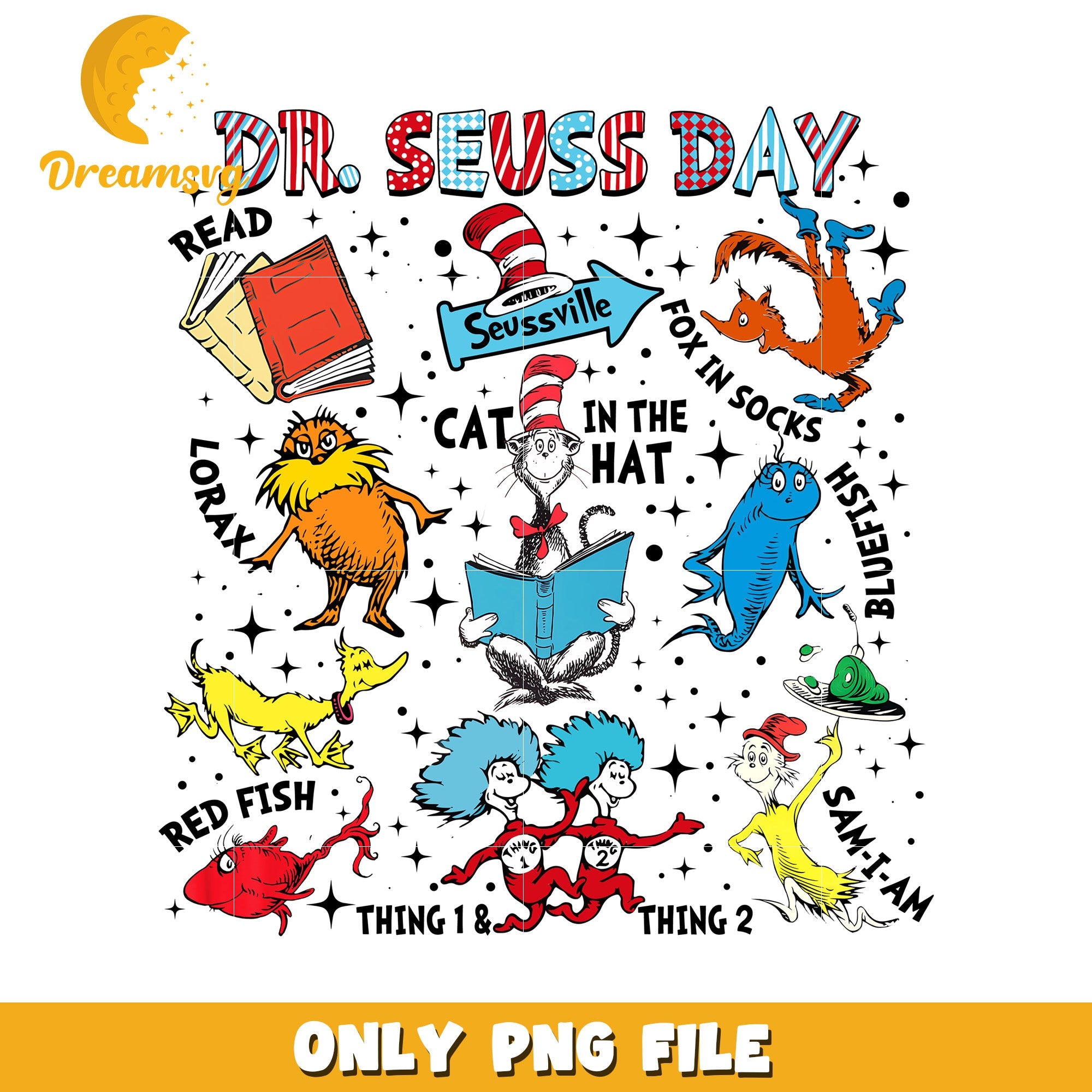 Celebrate Dr Seuss Day with Fun Illustrated PNG Design