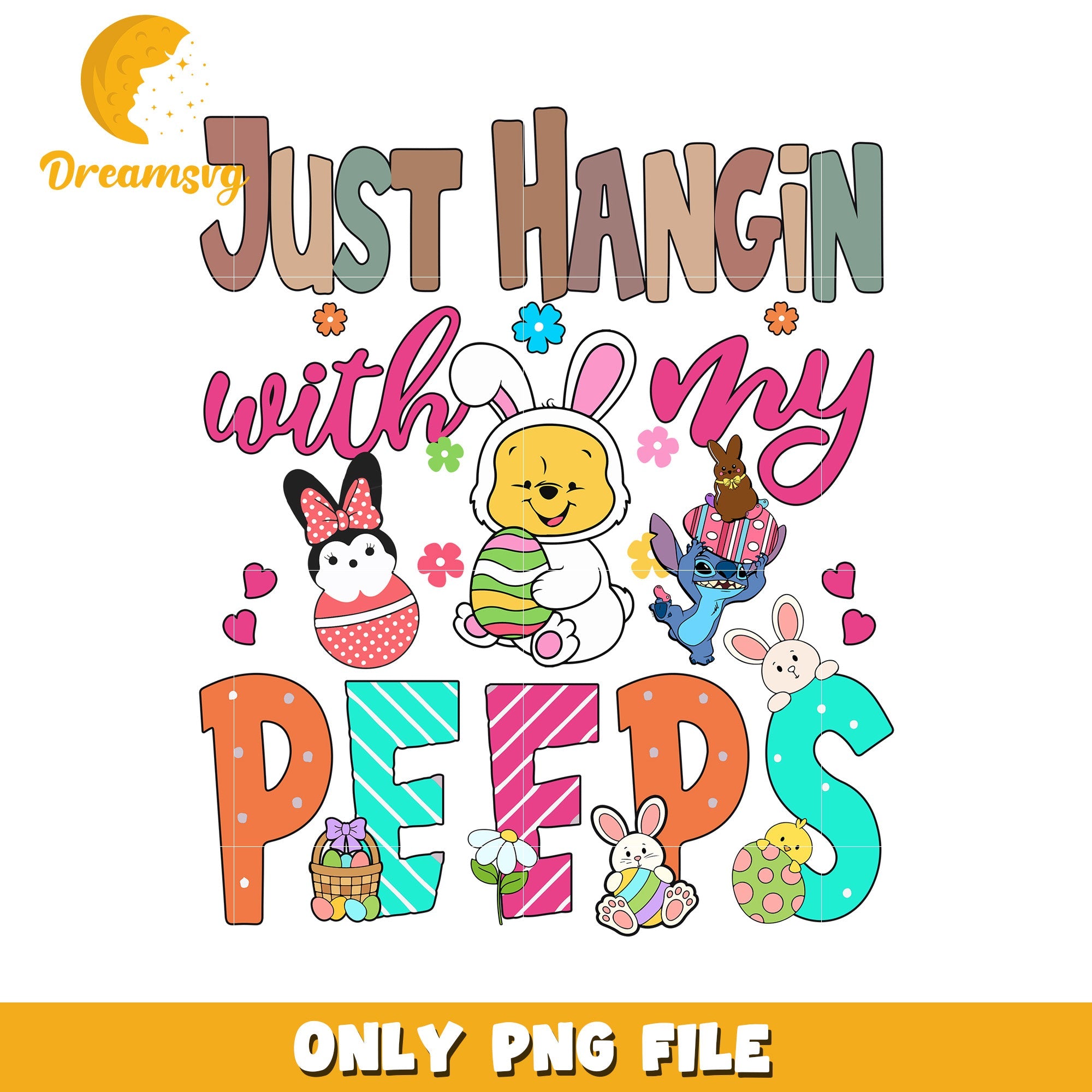 Cute Easter Design Just Hangin with My Peeps PNG Art