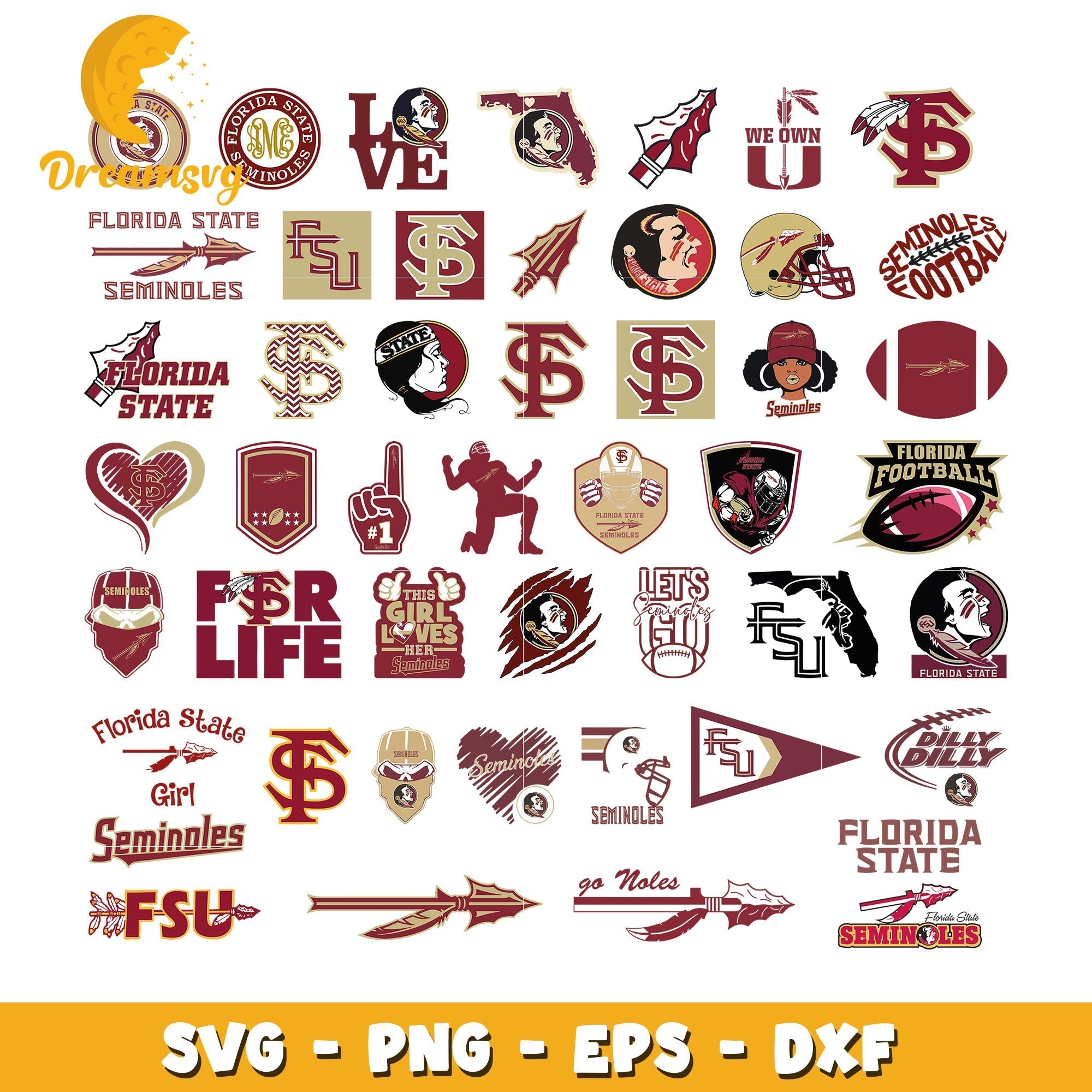 Logo florida state seminoles design bundle svg, florida state seminole