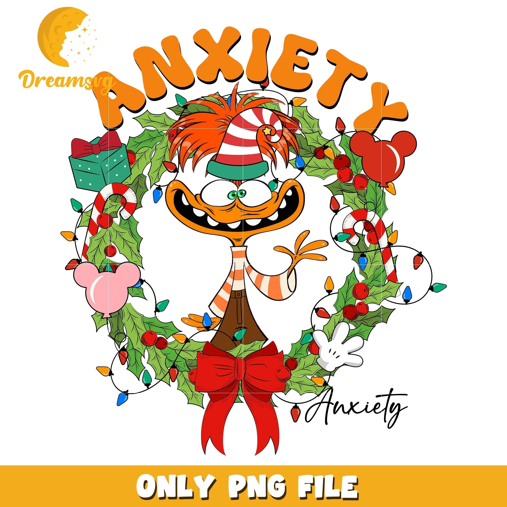 Inside out 2 anxiety merry christmas png, anxiety inside out png