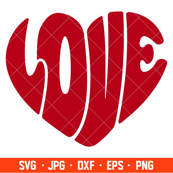 Retro Love Heart Svg, Love Svg, Valentine’s Day Svg, Valentine Svg, Cr