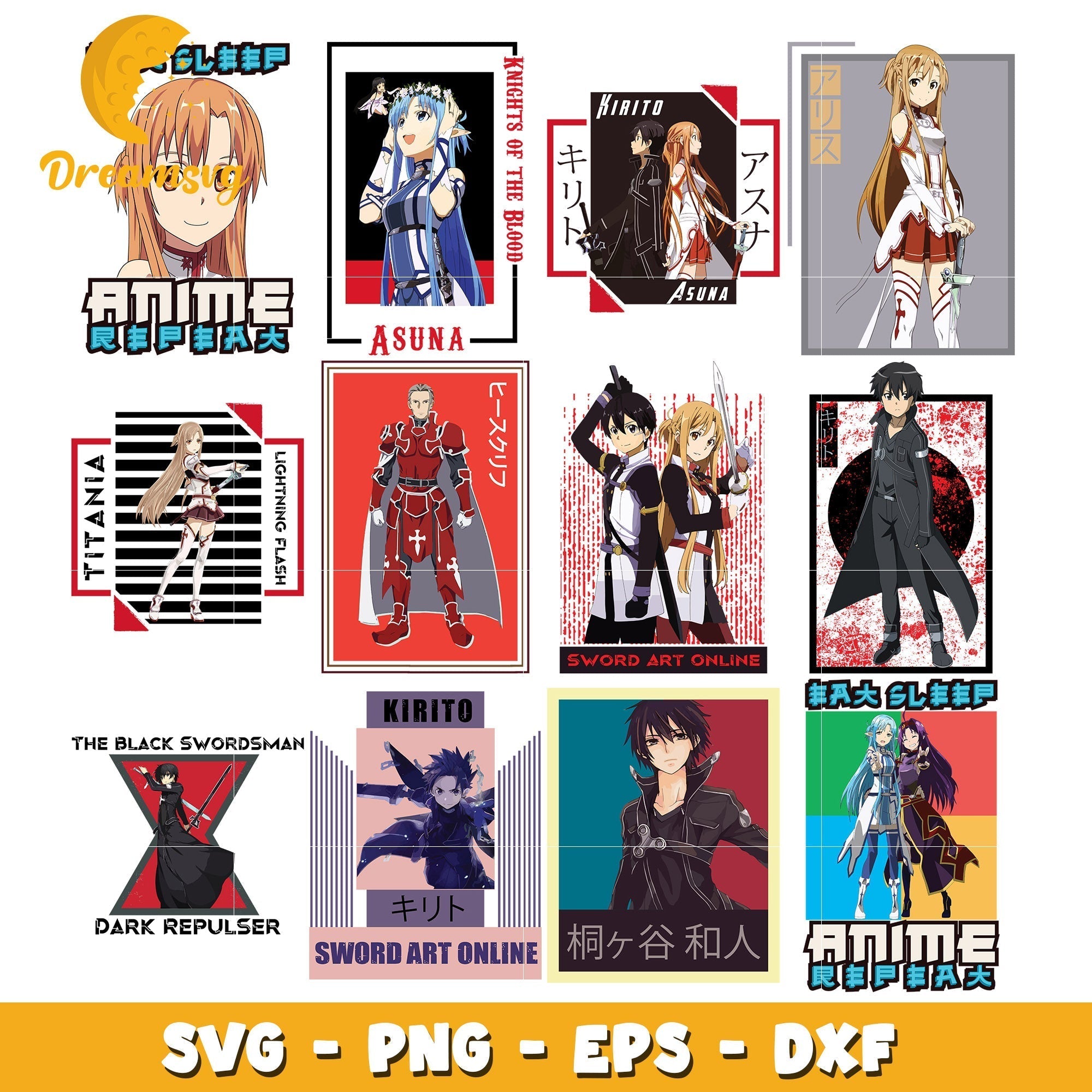Sword Art Online characters bundle svg, dard repulser svg