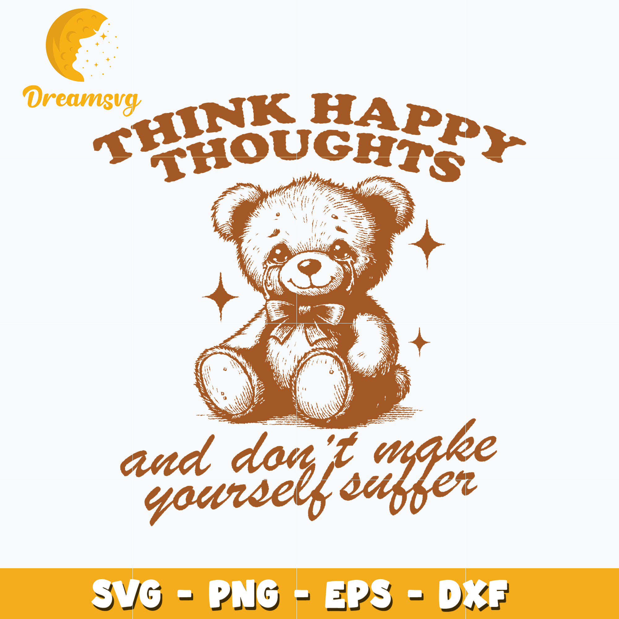 Vintage bear think happy thoughts SVG – Printy Studio