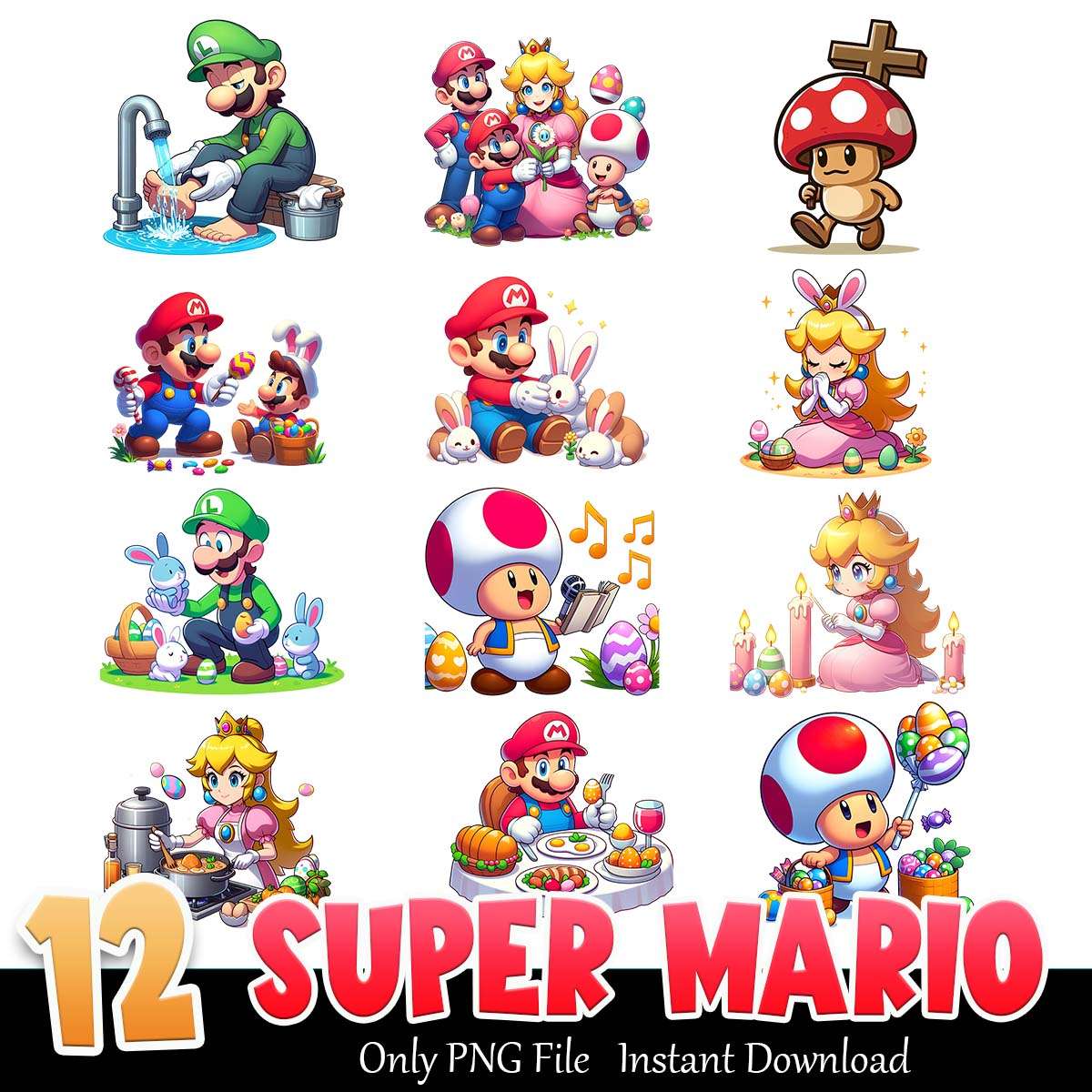 The Super Mario Bros Bundle PNG Instant Download – Printy Studio