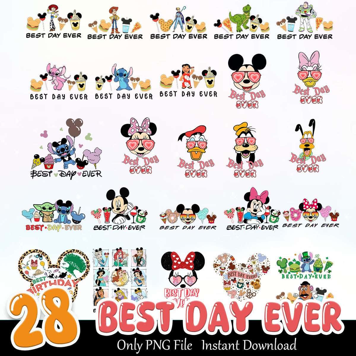 Disney Best Day Ever Bundle PNG 28+ Magic Kingdom PNG Instant Download