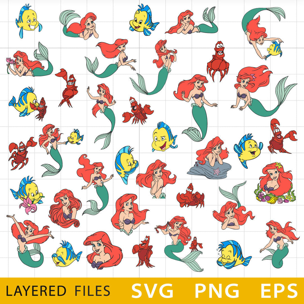 Little Mermaid Layered SVG, Ariel Cricut files, Little Mermaid SVG Cut