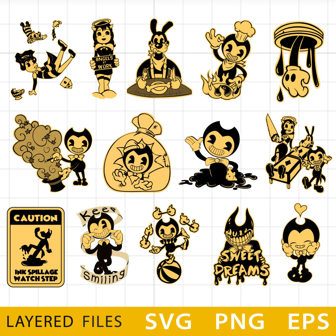The Ink Machine Layered SVG, Bendy SVG Cut files, Bendy Cricut Designs