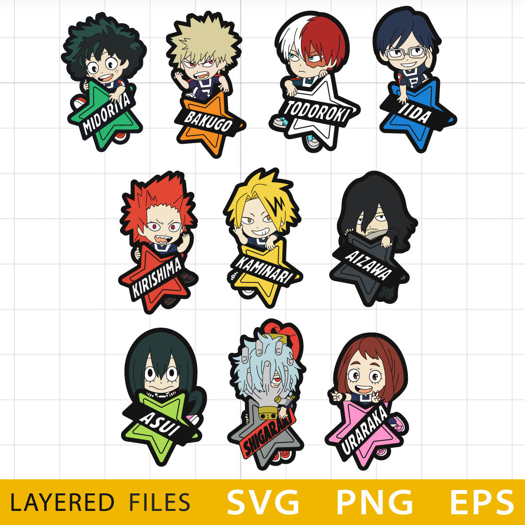 My Hero Academia Layered SVG, My Hero Academia Cricut files, My Hero A