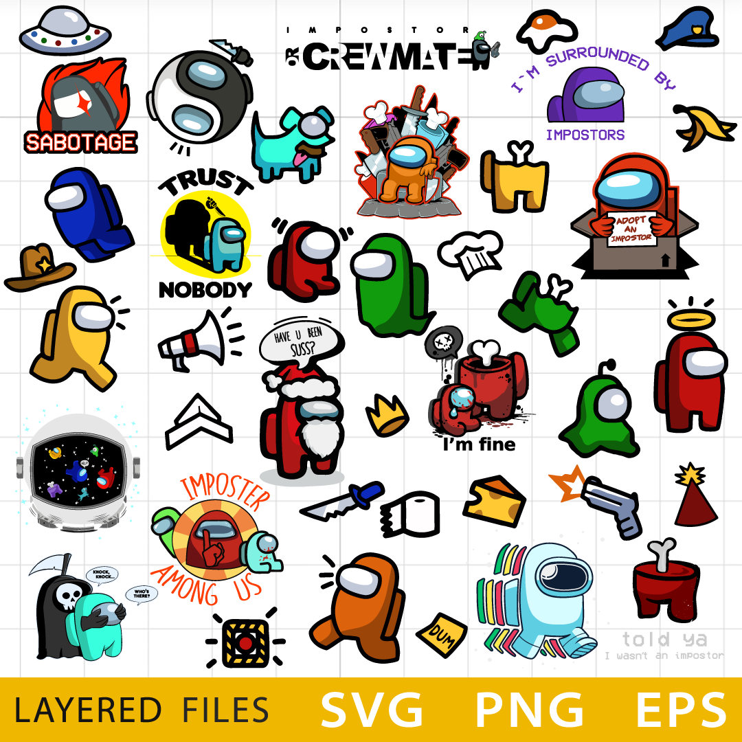 Among Us SVG Files, Among Us Layered SVG, Among Us Cricut files, Among