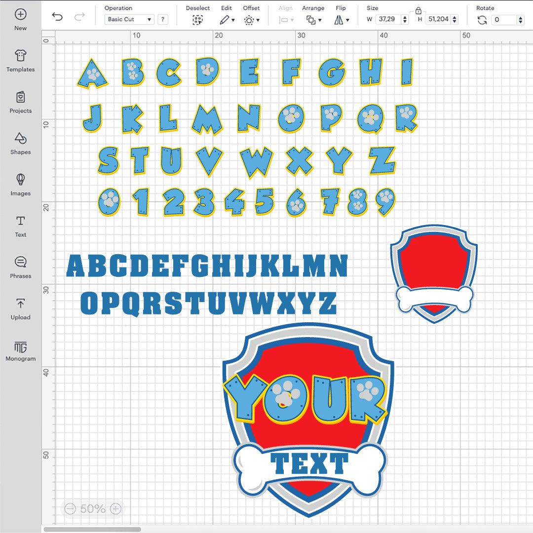 Layered Paw Patrol Alphabet SVG, Paw Patrol Font SVG, Paw Patrol Alpha