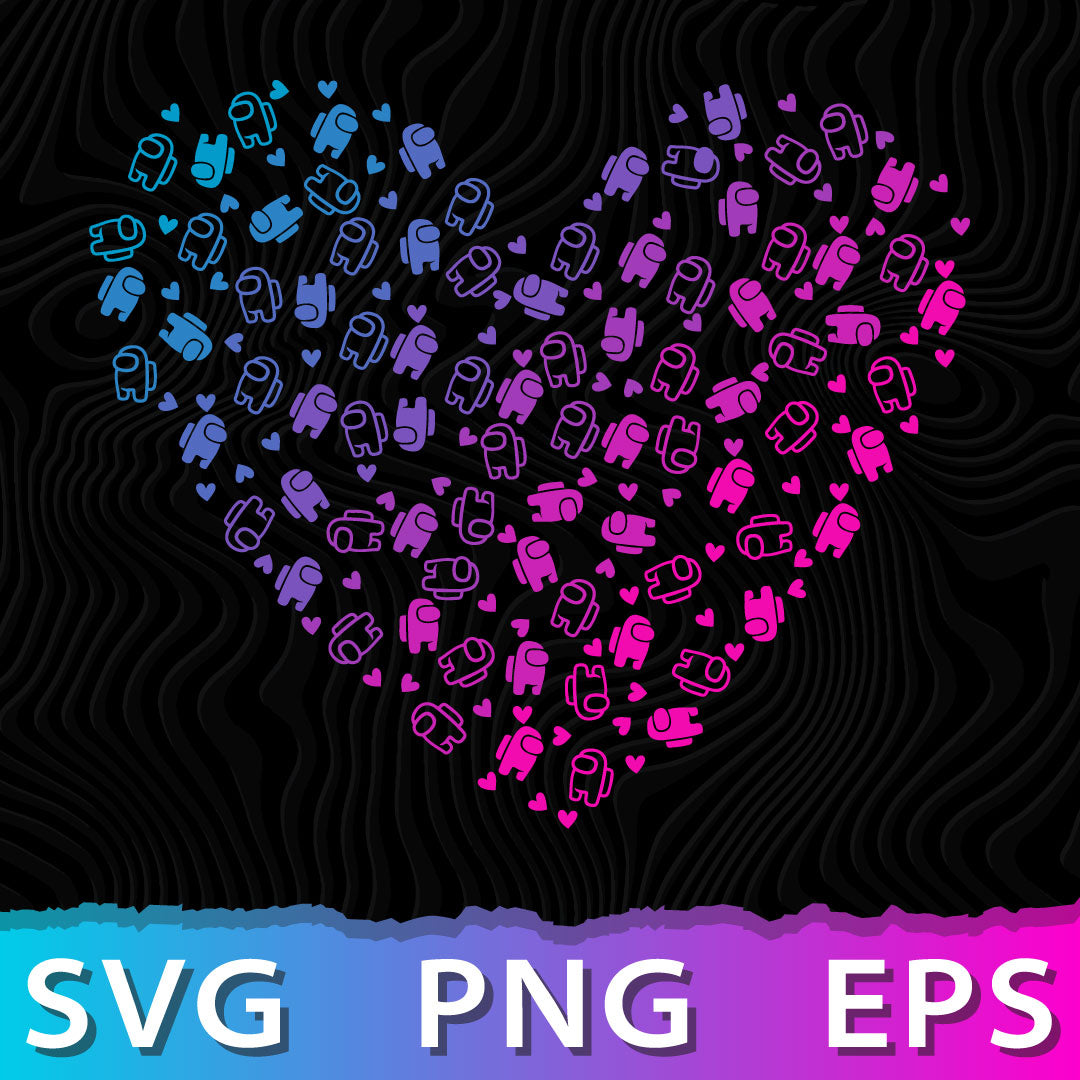 Heart Among Us SVG, Among Us Valentine, Among Us Valentines Printable,