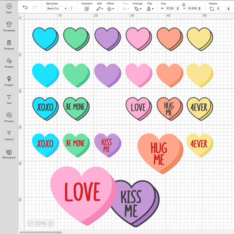 Conversation Heart SVG Bundle, Hearts Clipart Images, Candy Heart PNG,