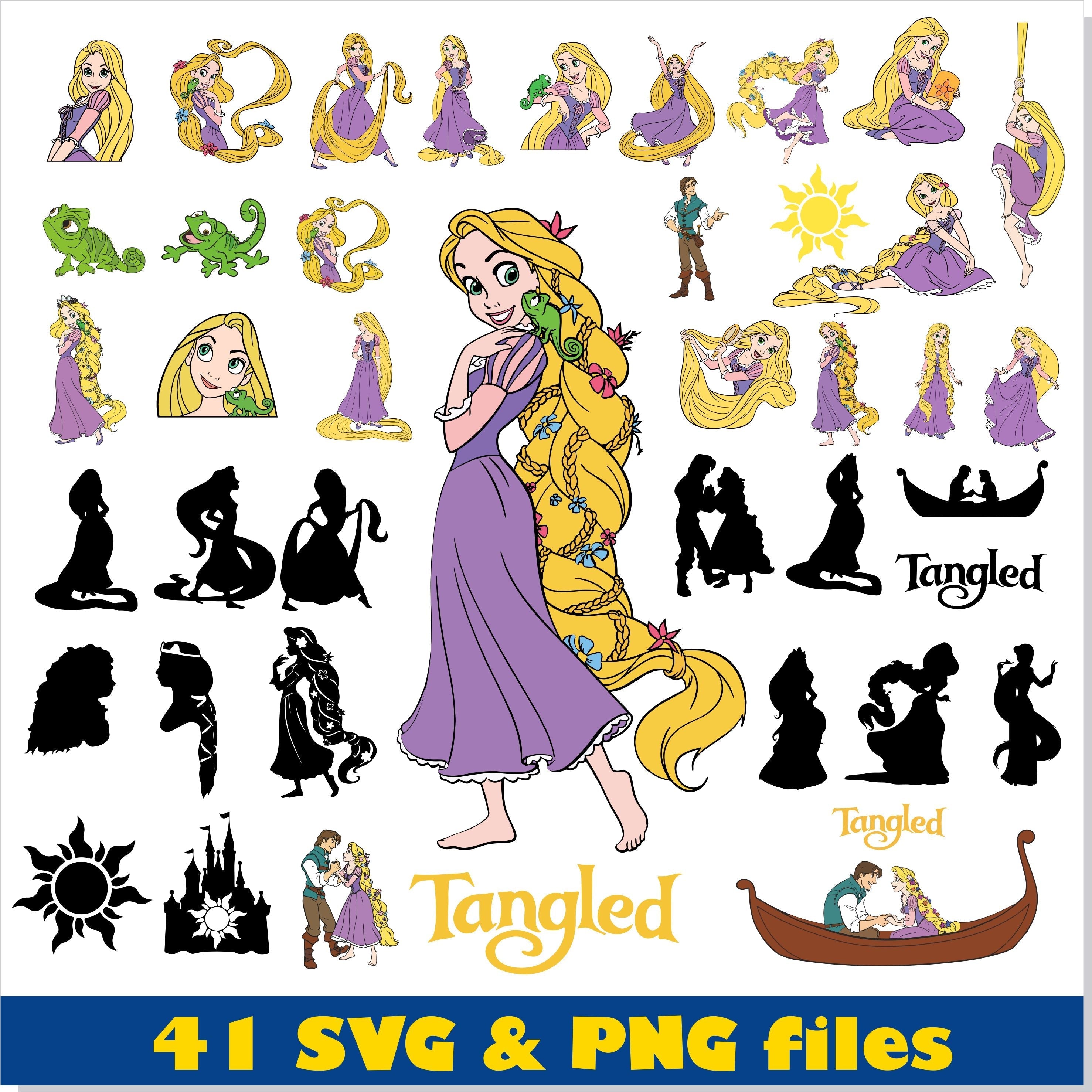 Tangled Princess Disney SVG Bundle, Tangled SVG, Tangled PNG Clipart,