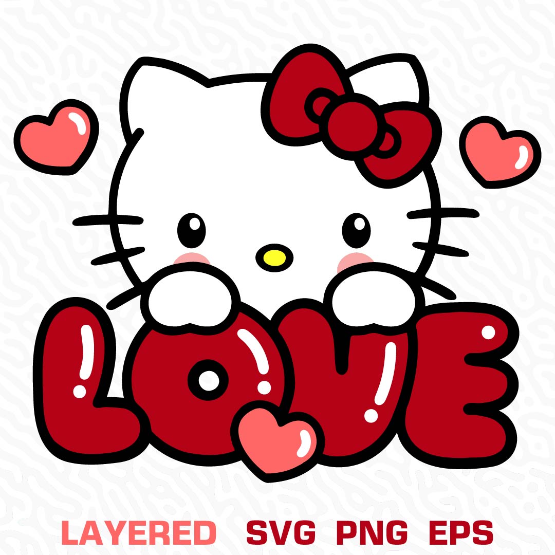 Hello Kitty Love SVG - Hello Kitty Love PNG - Charming Design for Ende