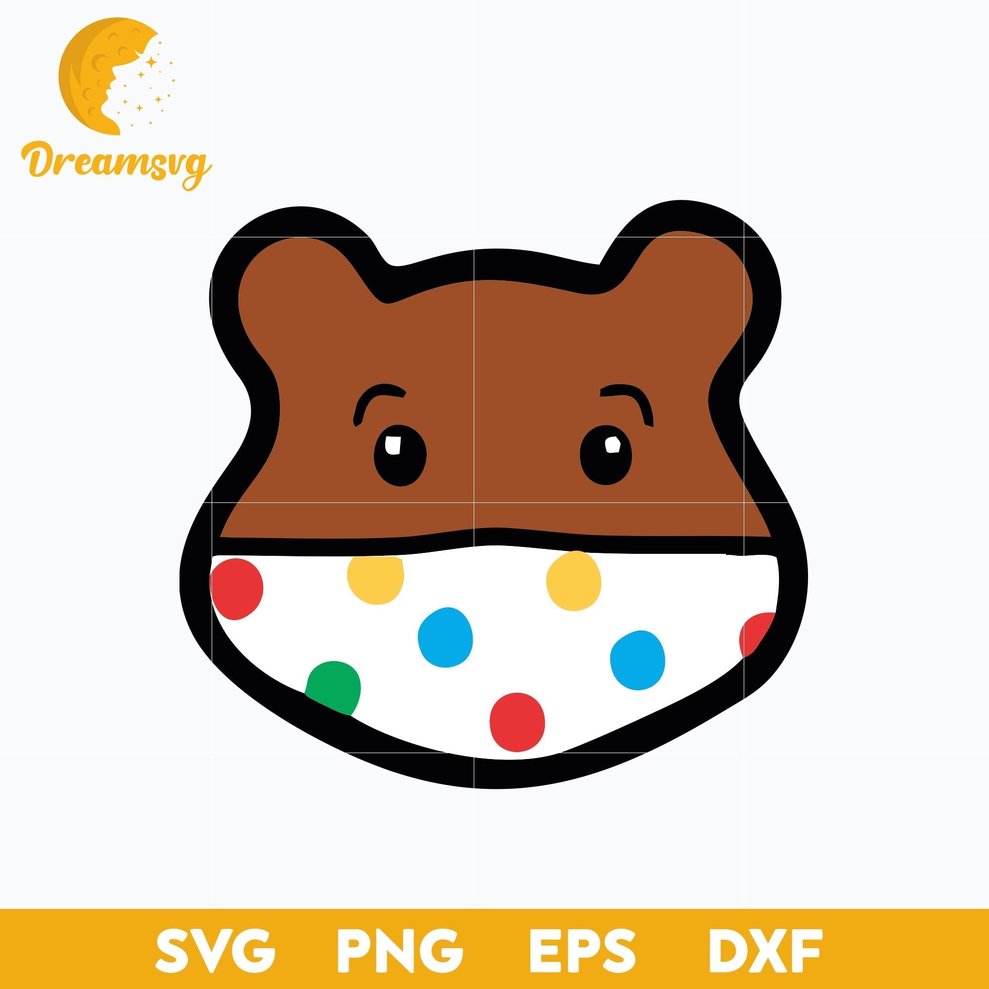 Pudsey Bear Brown Face Mask SVG, Red Nose Day SVG, Cartoon SVG