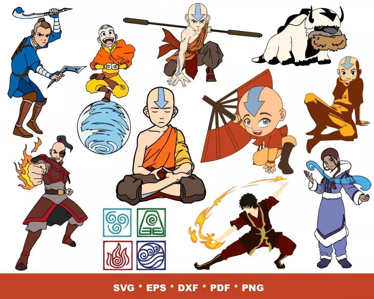 Avatar The Last Airbender PNG & SVG Bundle, 100+ Files For Cricut & Si ...