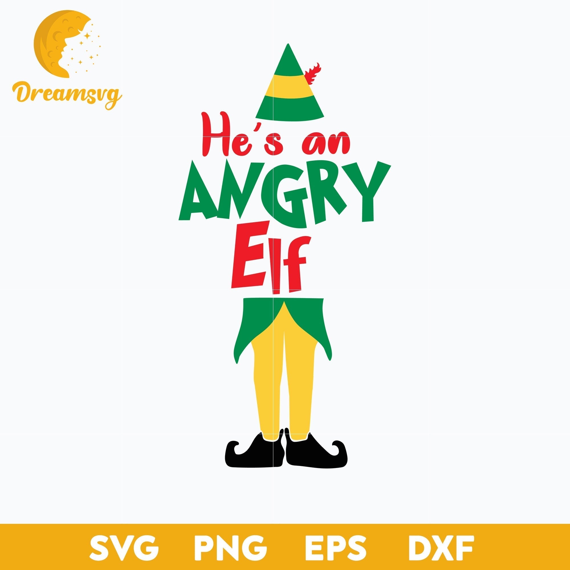 He's An Angry Elf SVG, Christmas SVG PNG DXF EPS File.