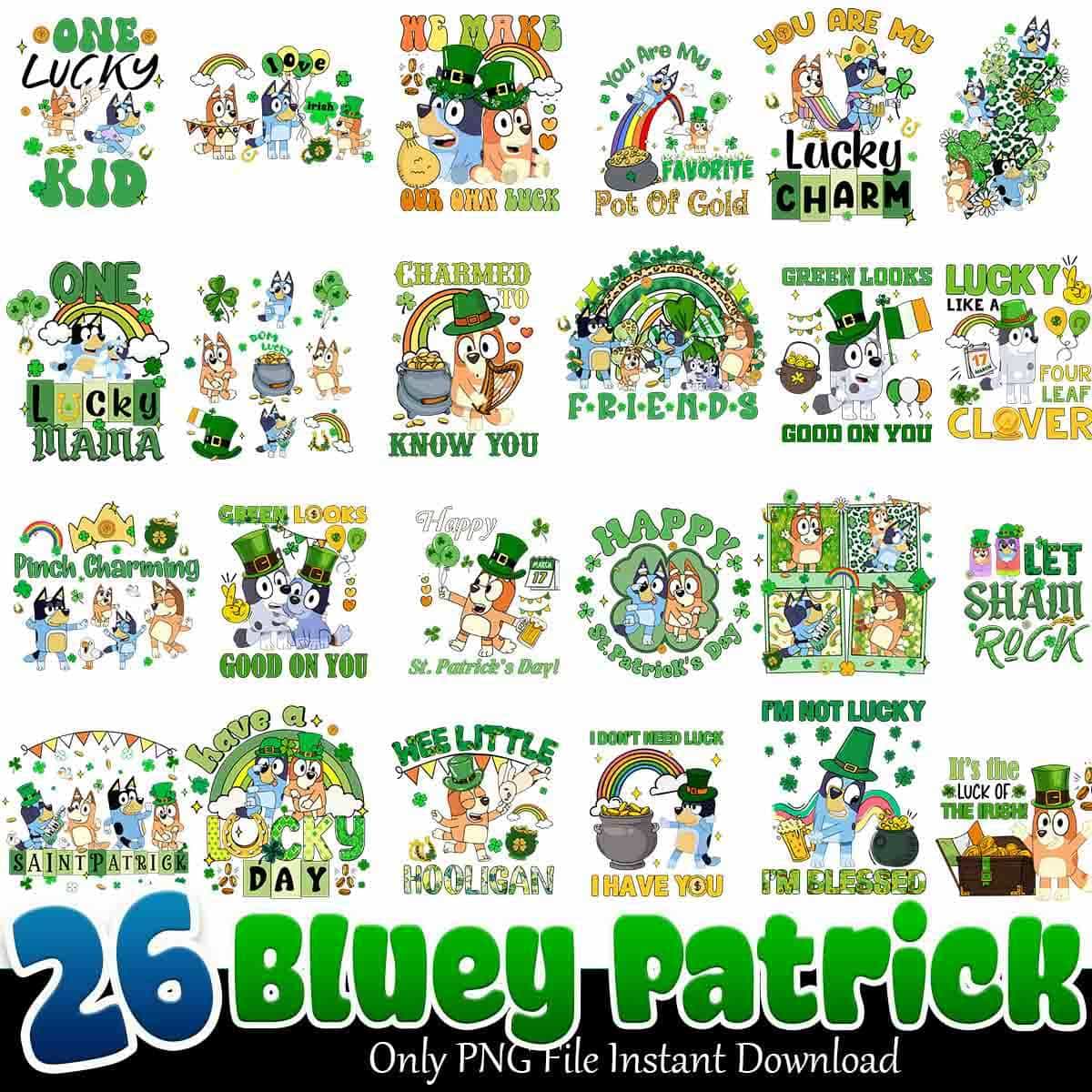 Bluey Patrick PNG, Bluey Patrick’s Day PNG, Saint Patrick’s PNG Design