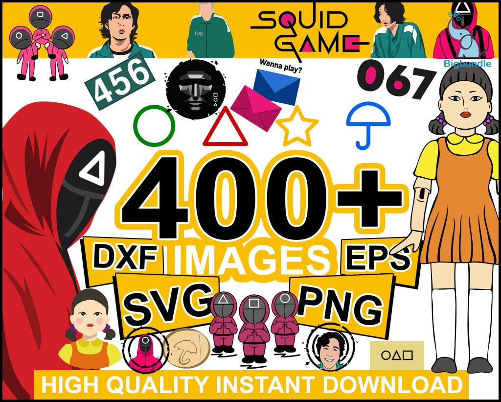 Squid Game Bundle SVG, squid game vector, squid game silhouette, squid