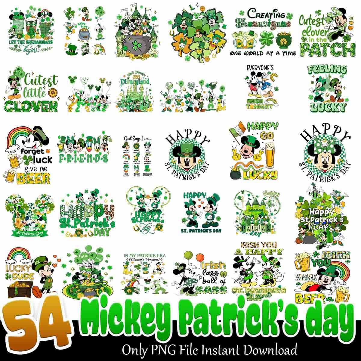 Mickey Patrick’s Day PNG, Minnie Mouse Patrick PNG, Disney Patrick’s D