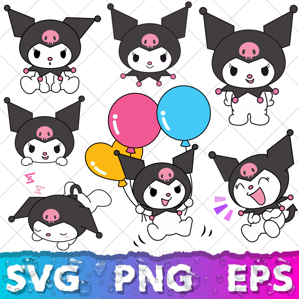 Kuromi SVG PNG Bundle - Kuromi Clipart for Cricut & Silhouette, Sublim