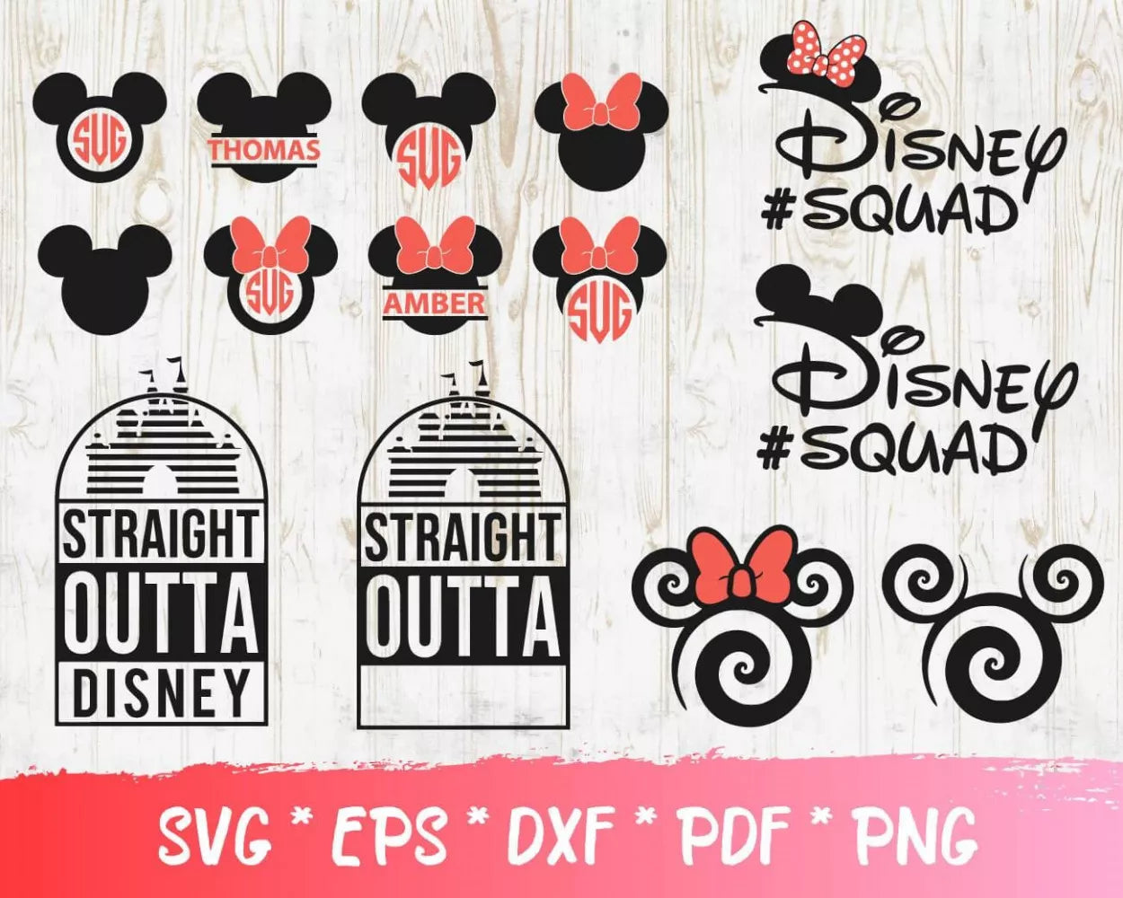 Disney SVG Bundle, Minnie SVG, Mickey Head SVG, Mickey Face SVG, Micke ...