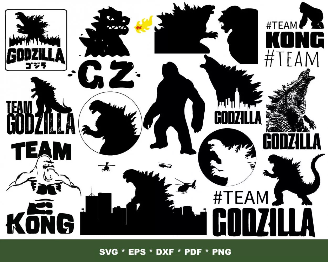 Team Godzilla Clipart Bundle, Team Godzilla Svg for Cricut, Team Godzi ...