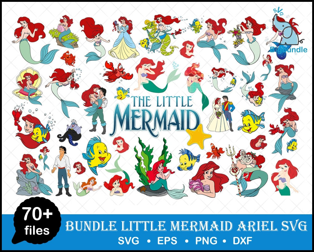 70+ Ariel Svg Bundle, Ariel Princess Svg, Ariel Svg, Disney Princess S
