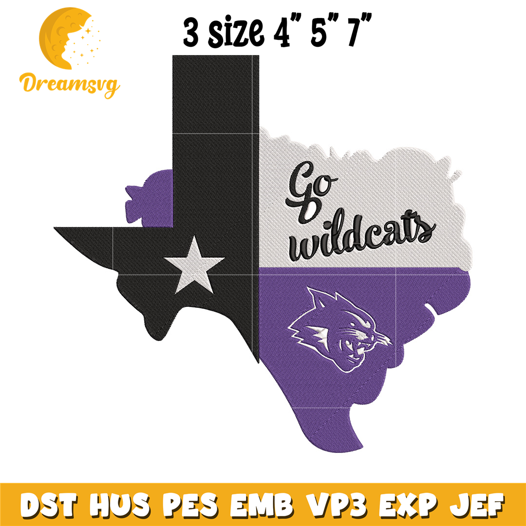 ACU Wildcats logo embroidery design,NCAA embroidery,Sport embroidery,