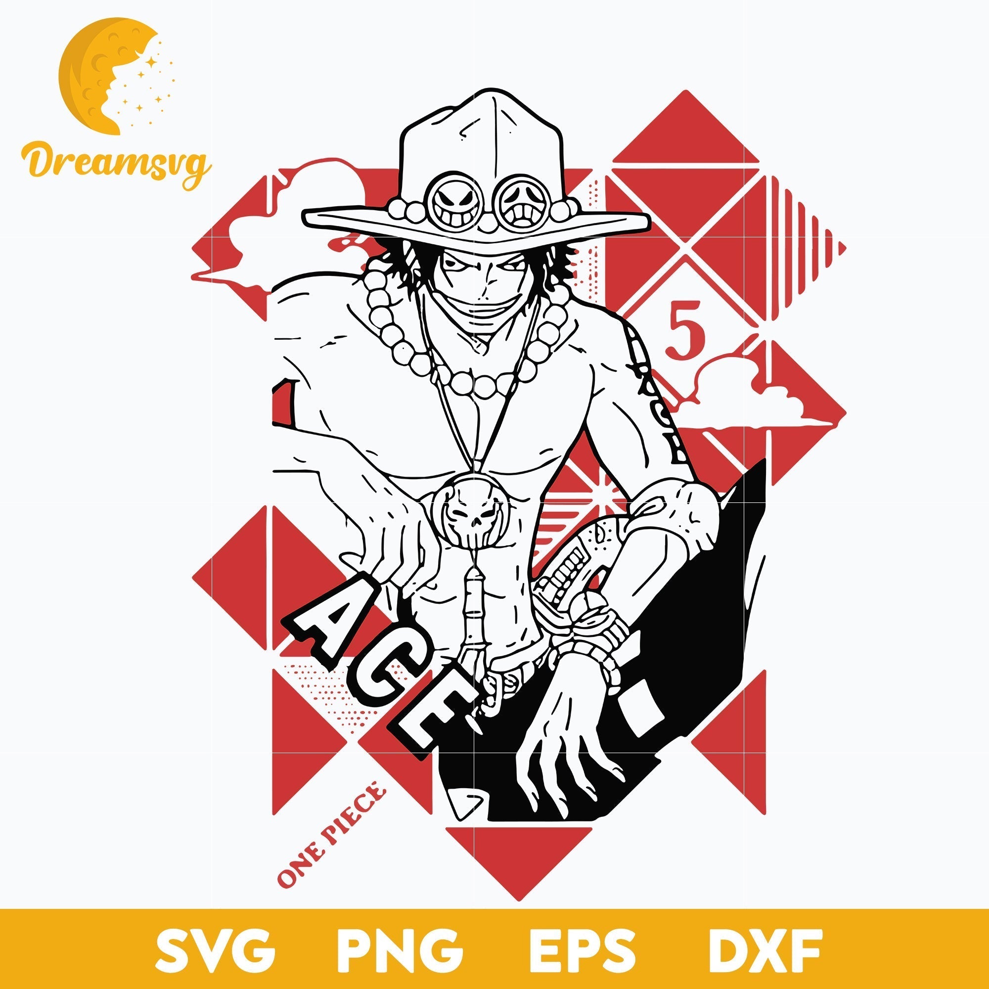 Ace One Piece svg, svg file for cricut ,Anime svg, png, eps, dxf digit
