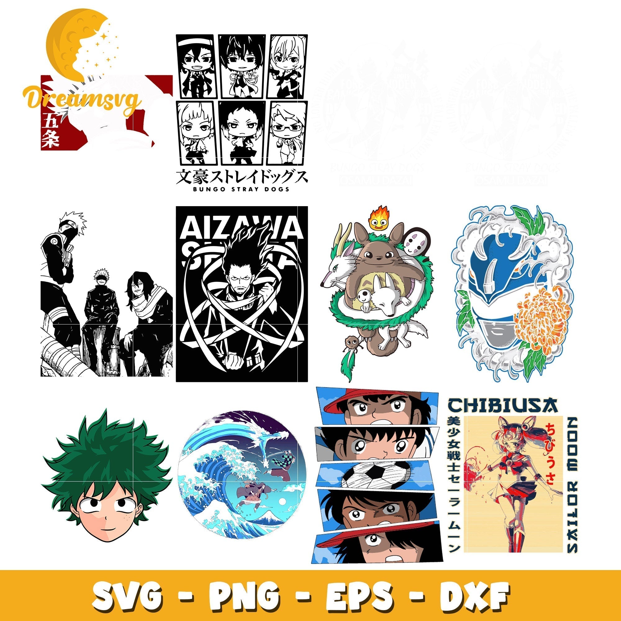 My neighbor totoro anime bundle svg, naruto svg, izuku midoriya svg