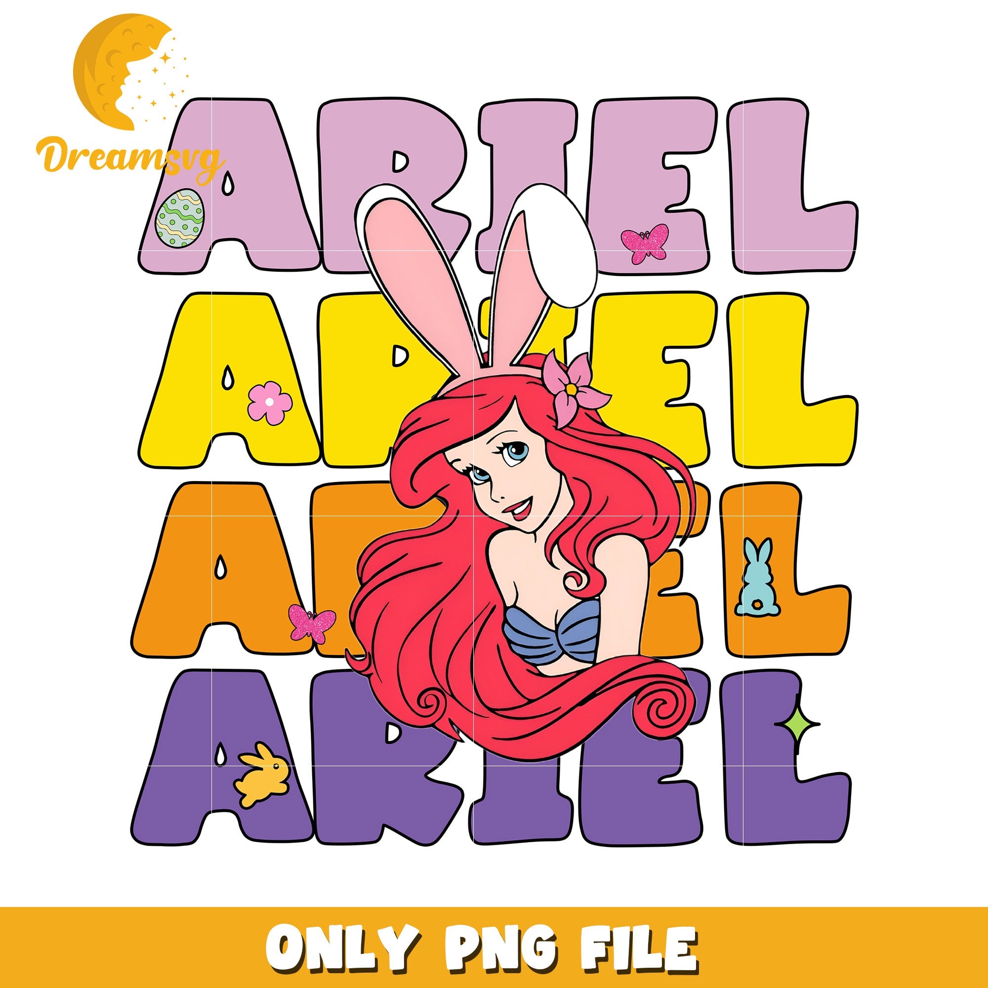 Ariel Easter Bunny PNG Cute Easter Design
