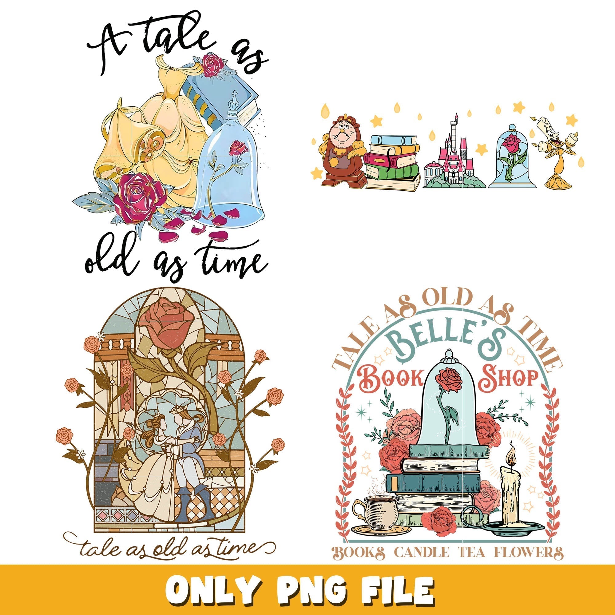 Disney A tale as old as time png bundle, Disney princess png, Disney p