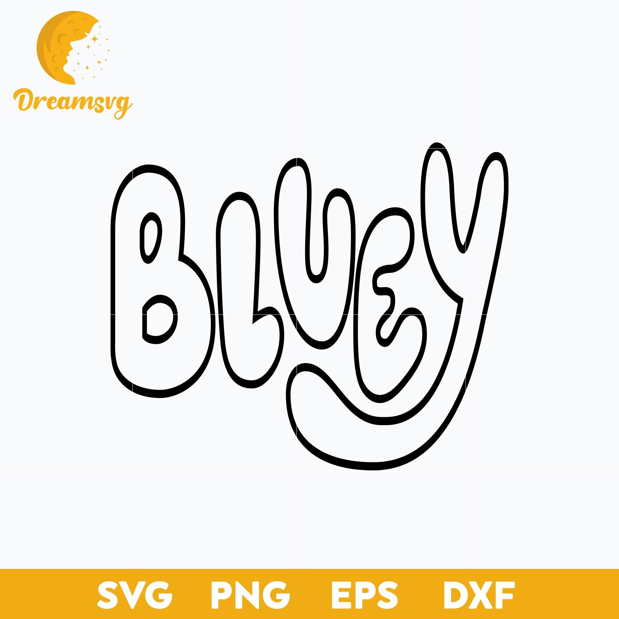Bluey logo outline Svg, Bluey Vector, Bluey Alphabeth, Bluey Cutfile,