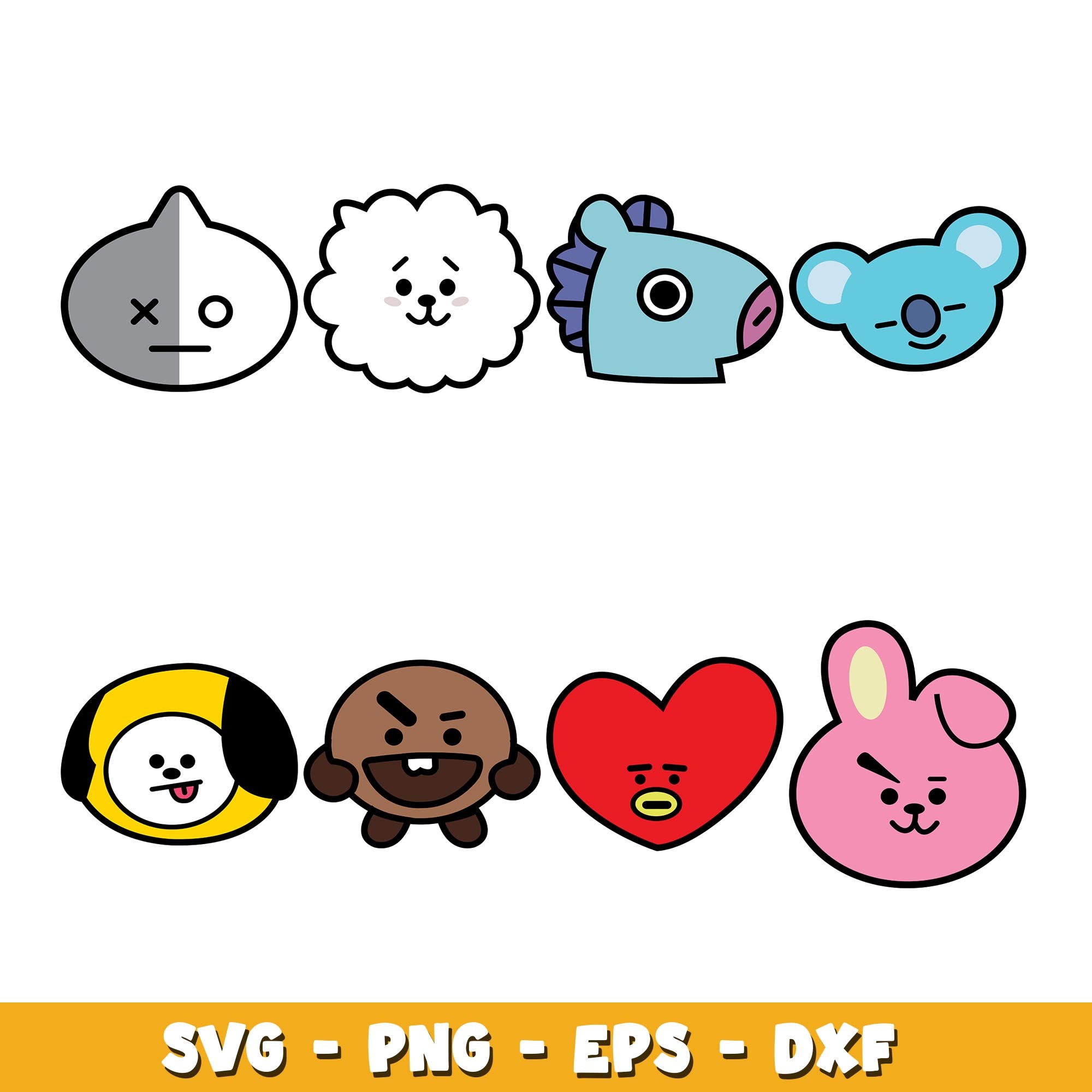 Bt21 Characters svg, BT 21 bundle svg, Cartoon svg