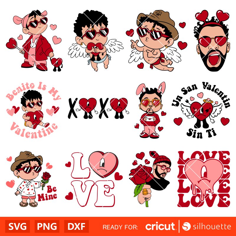 Bad Bunny Valentine’s Day Svg, Bad Bunny Valentine Day Png, Valentine’
