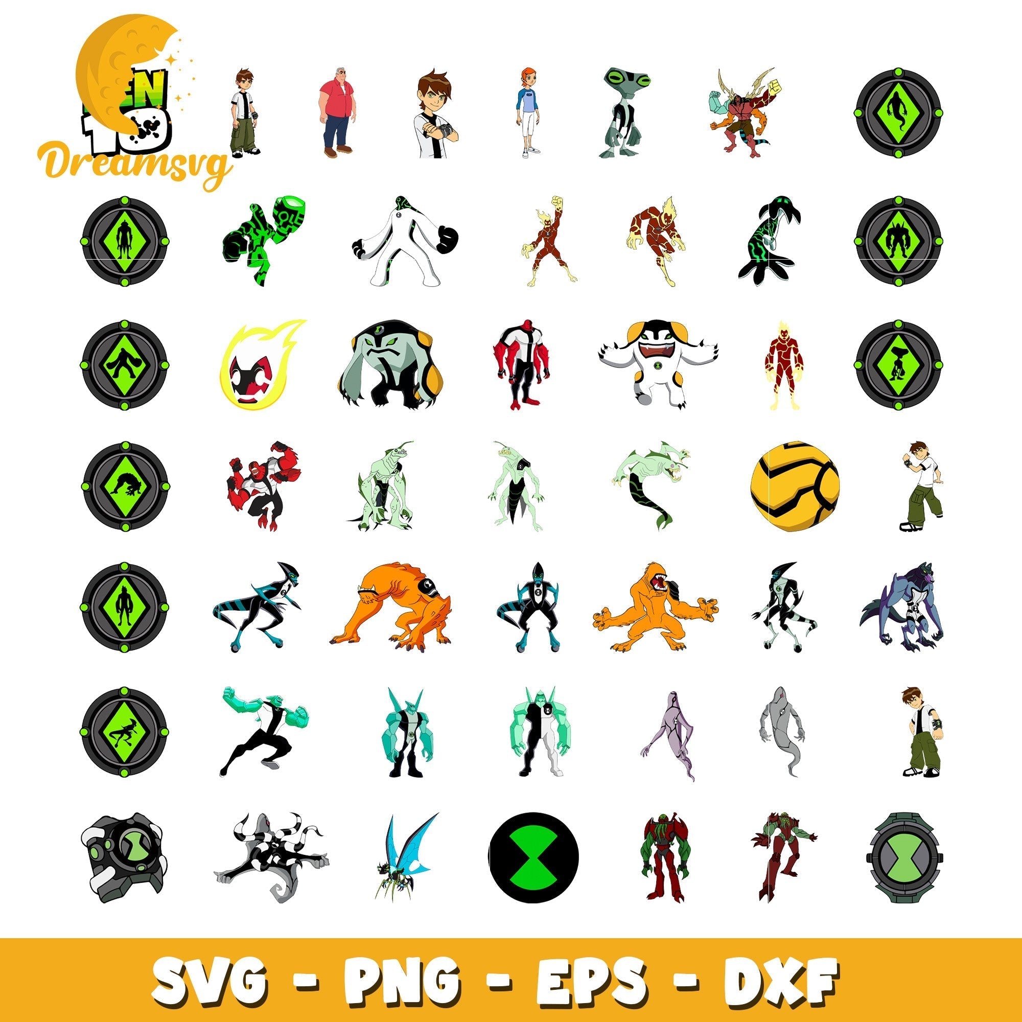Ben 10 characters design bundle svg, ben 10 cartoon svg