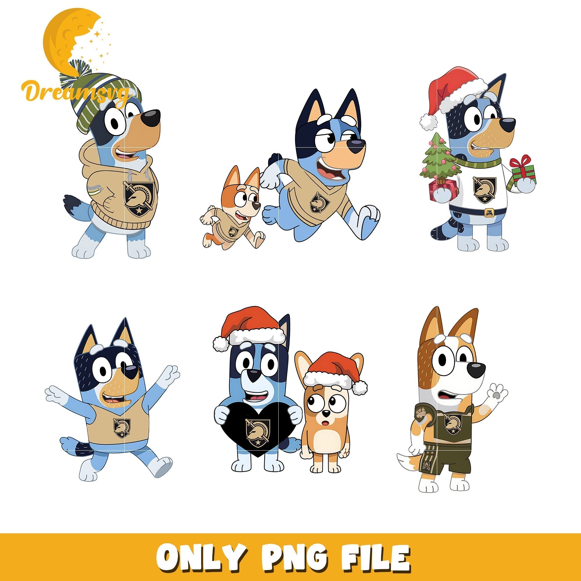 Bluey and Bingo logo ncaa bundle png, Army Black Knights png, ncaa png