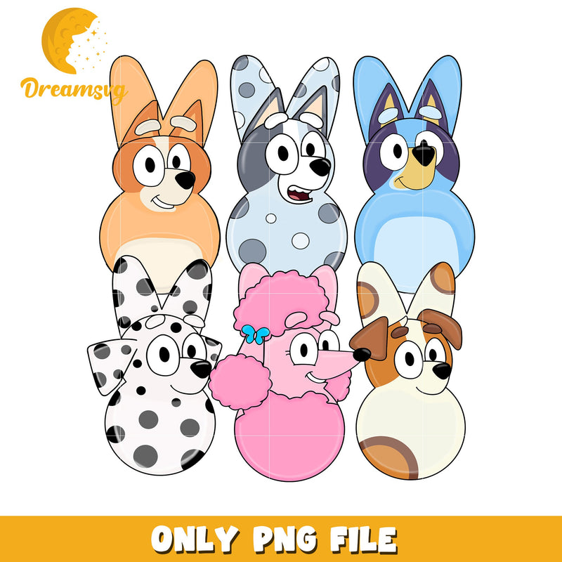 Bluey Characters PNG Cartoon Dogs