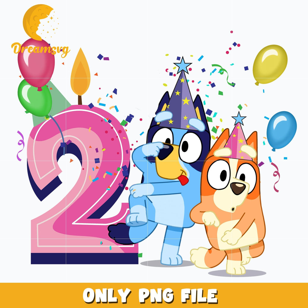Bluey Happy 2nd Birthday png, png, dxf, eps file FN00002.