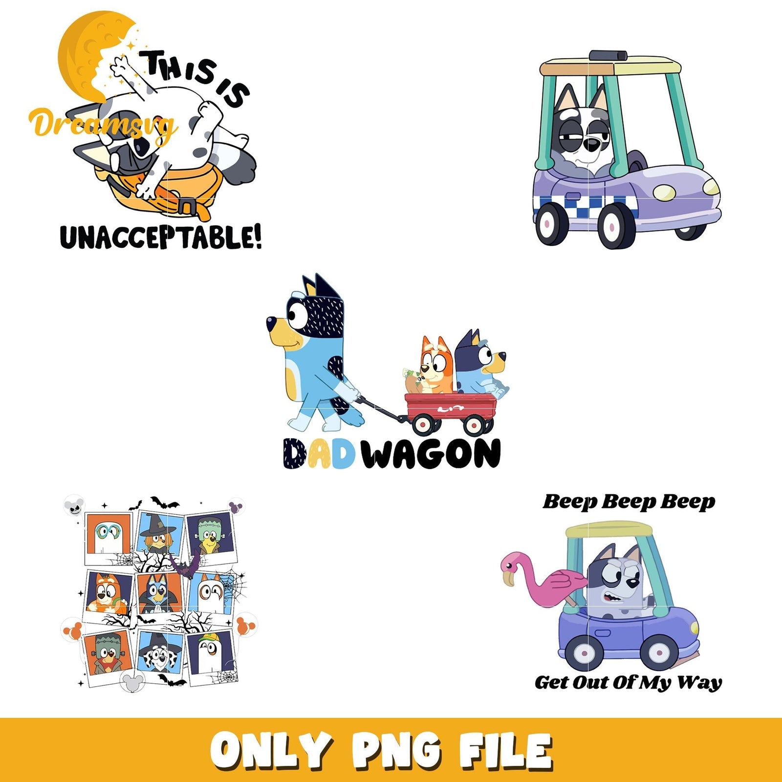 Bluey and friends bundle png, Bluey cartoon characters png