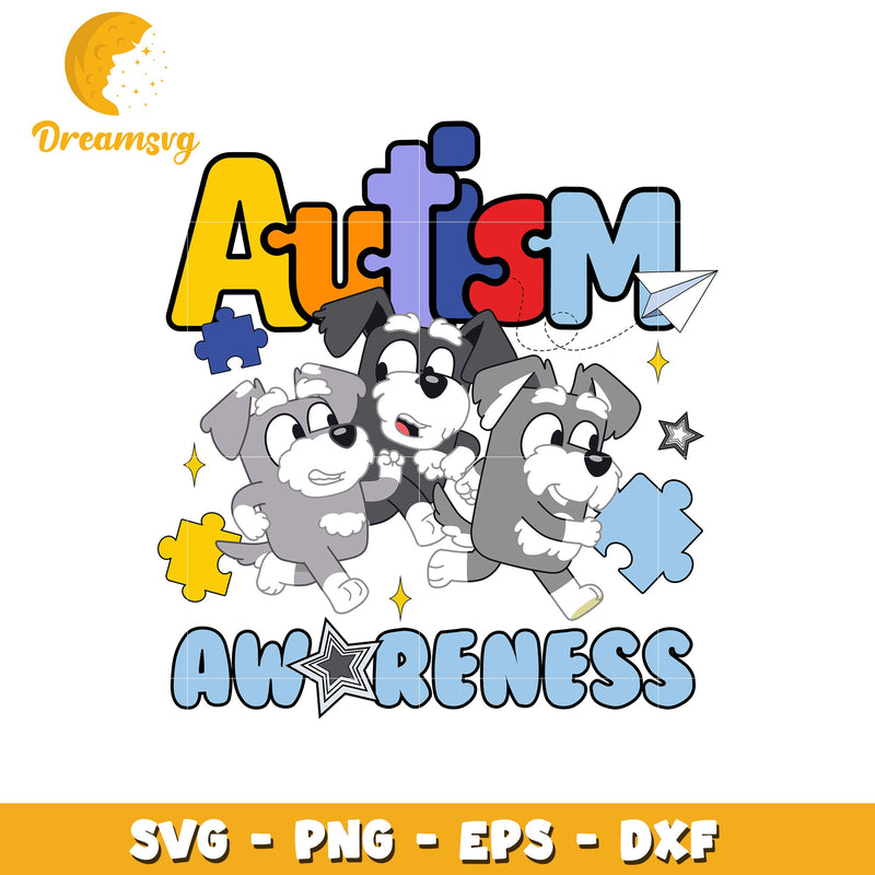 Bluey characters autism awareness svg, autism awareness day svg