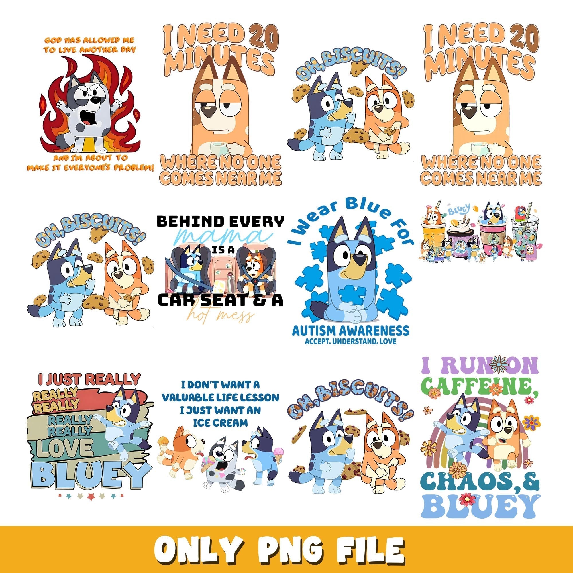 Bluey Characters png, Bluey bundle png, cartoon png