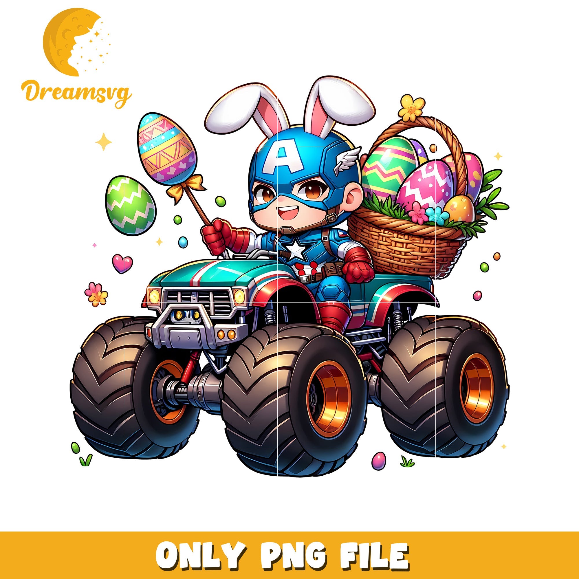 Captain America Easter Monster Truck PNG