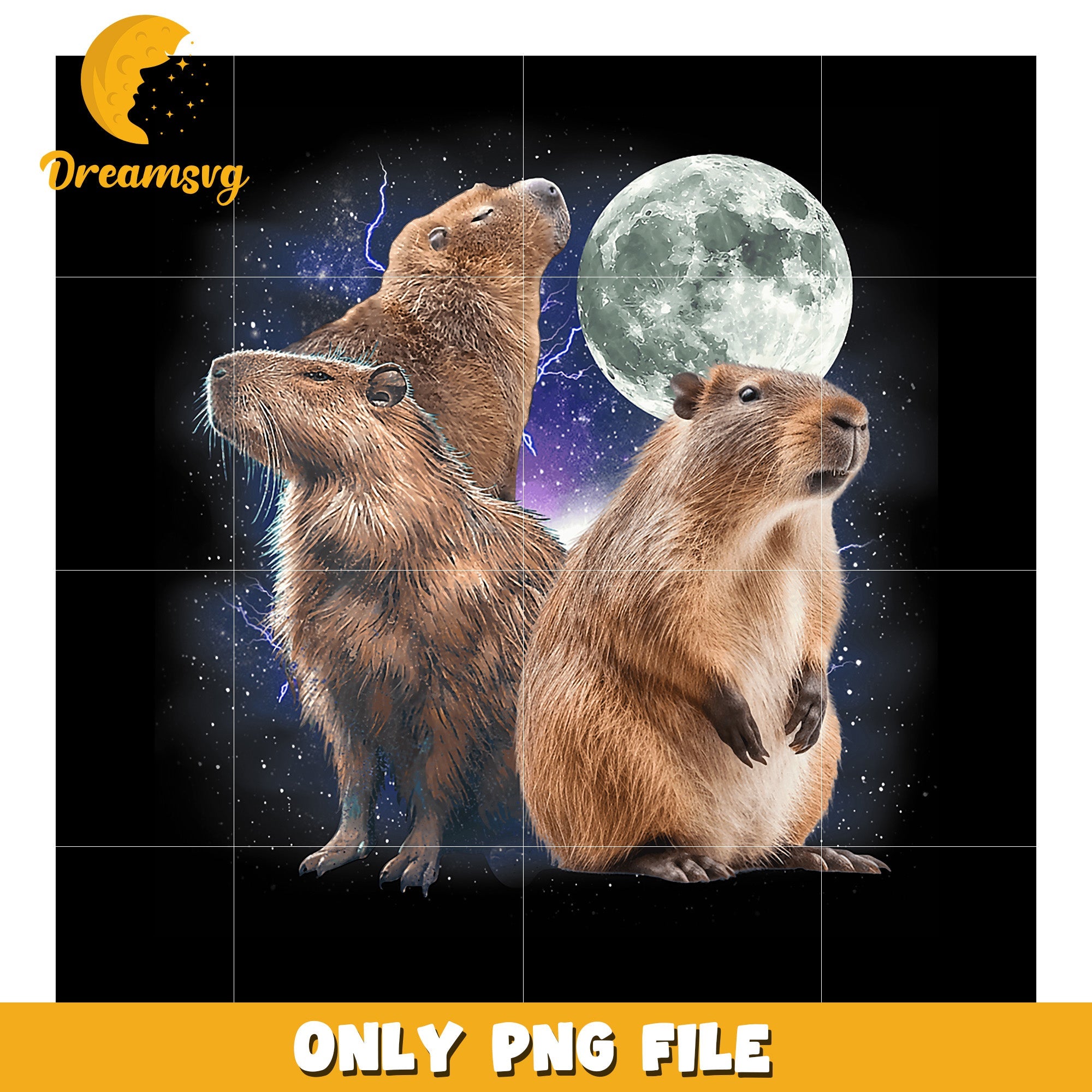 Capybara Moon PNG Sublimation Design