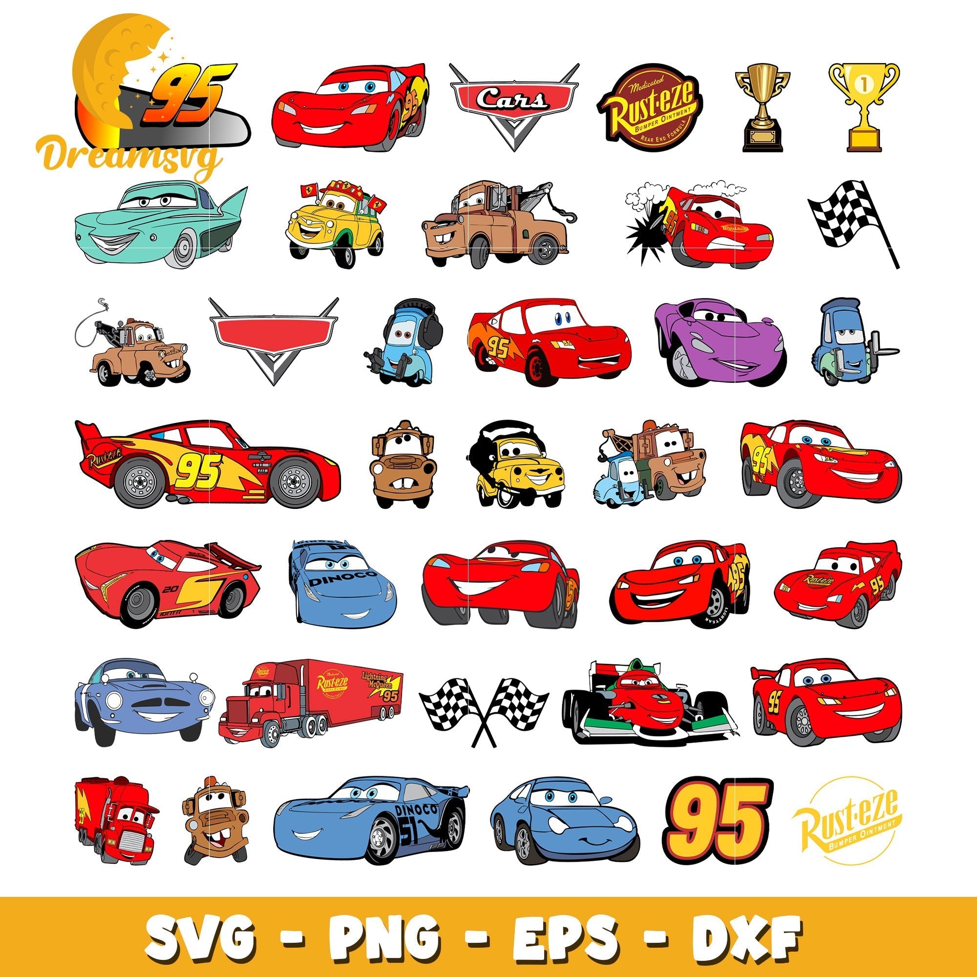 Members disney cars design bundle svg, disney pixar cars svg